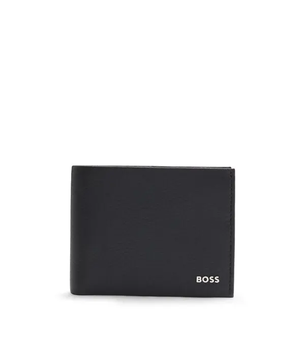 BOSS Logo-lettering Card Holder In Italian Leather - Black
