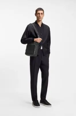 BOSS Reporter Bag In Natural-grain Italian Leather