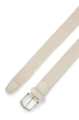 BOSS Woven Belt With Suede Trims - Light Beige