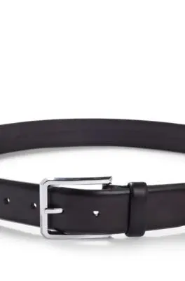 BOSS Gunmetal-buckle Italian Leather Belt - Dark Brown