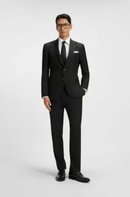 BOSS Slim-fit Jacket In Stretch Wool - Black