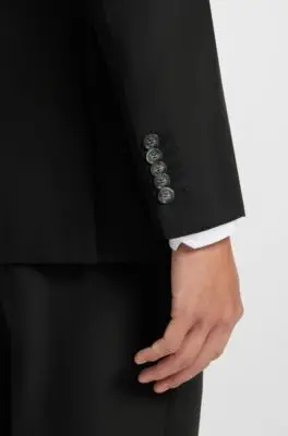 BOSS Slim-fit Jacket In Stretch Wool - Black