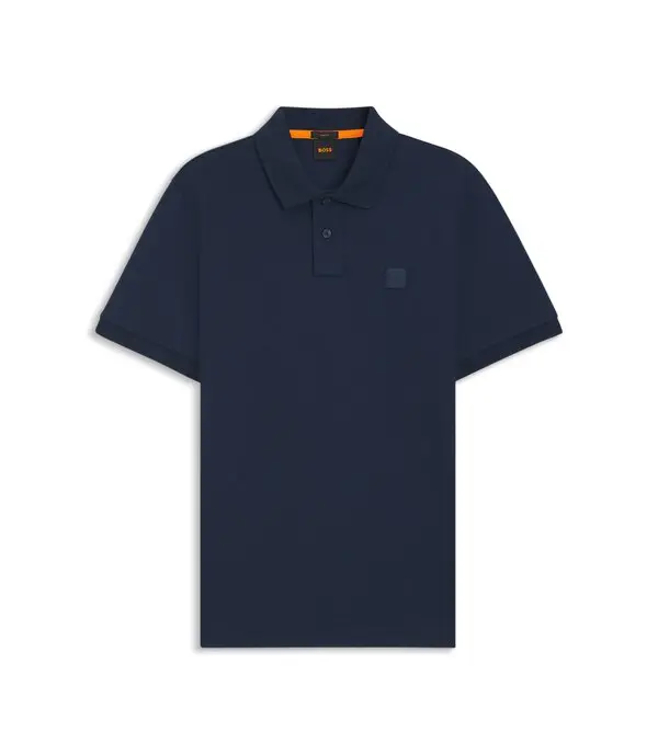 BOSS Stretch-cotton Slim-fit Polo Shirt With Logo Patch - Light Blue