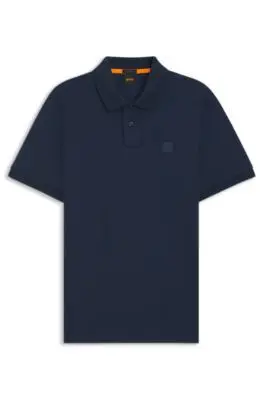 BOSS Stretch-cotton Slim-fit Polo Shirt With Logo Patch - Light Blue