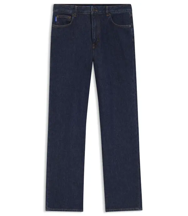 Hugo Salt-and-pepper Comfort-stretch Denim Jeans - Dark Blue