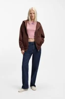 Hugo Salt-and-pepper Comfort-stretch Denim Jeans - Dark Blue