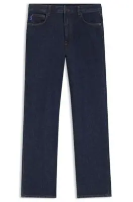 Hugo Salt-and-pepper Comfort-stretch Denim Jeans - Dark Blue