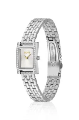 BOSS Crystal-embellished Silver-tone Watch