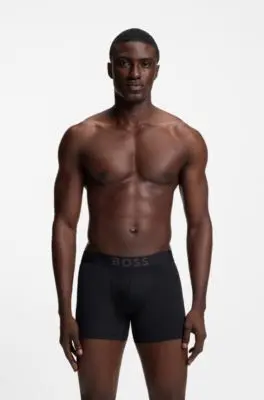BOSS Three-pack Of Stretch-microfibre Boxer Briefs - Black