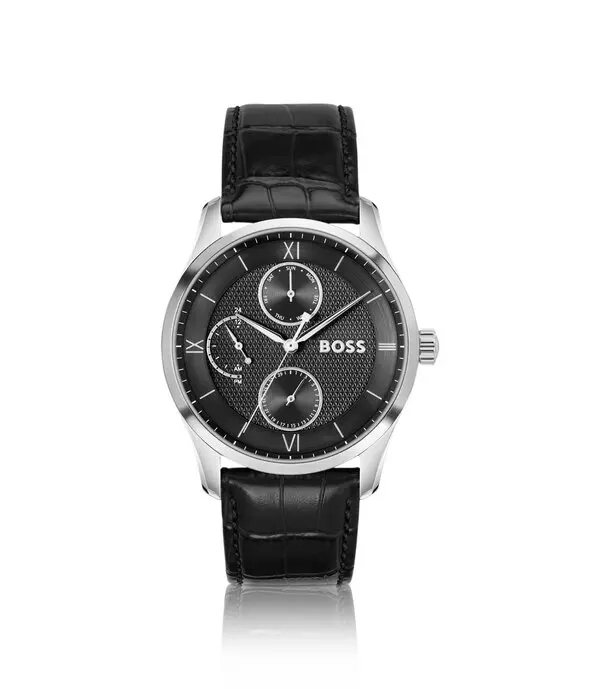 BOSS Leather-strap Watch With Textured Dial - Assorted Pre Pack