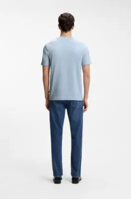 BOSS Bubble-jacquard Structure T-shirt In A Cotton Blend - Light Blue