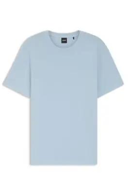 BOSS Bubble-jacquard Structure T-shirt In A Cotton Blend - Light Blue