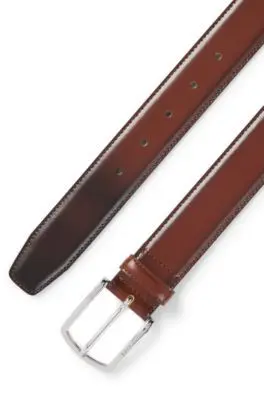 BOSS Italian-leather Belt With Logo Buckle - Brown