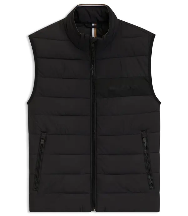 BOSS Padded Vest With Stand Collar - Black
