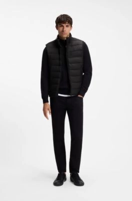 BOSS Padded Vest With Stand Collar - Black