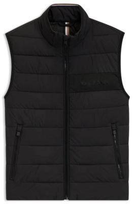 BOSS Padded Vest With Stand Collar - Black