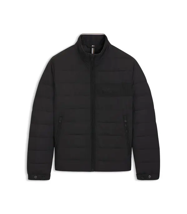 BOSS Quilted Stand Collar Zip-up Padded Jacket - Black