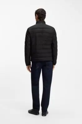 BOSS Quilted Stand Collar Zip-up Padded Jacket - Black