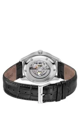 BOSS Principle Skeleton Leather Strap Watch