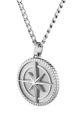 BOSS Silver-tone Necklace With Medallion Pendant