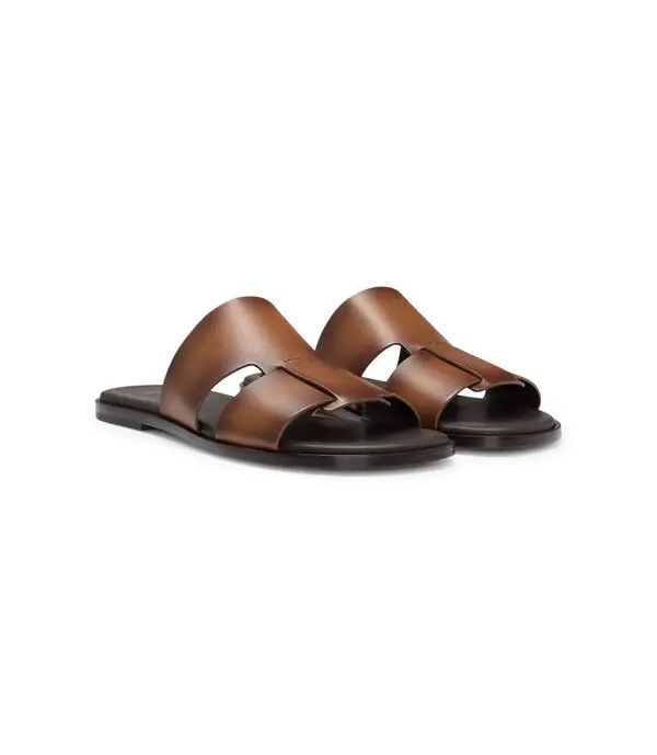 BOSS Leather Slides