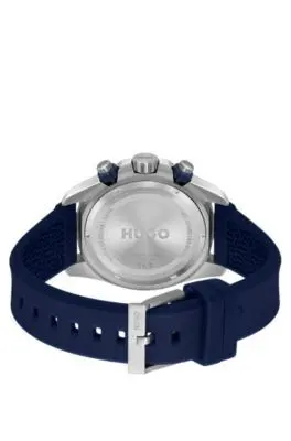 Hugo Dive Logo-strap Watch With Silicone-inlay Bezel