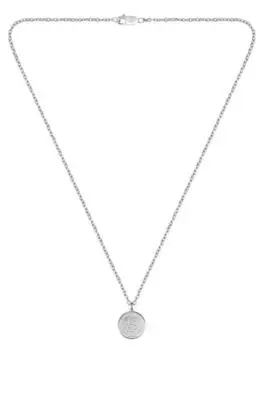 BOSS Silver-tone Necklace With Double B Monogram Medallion