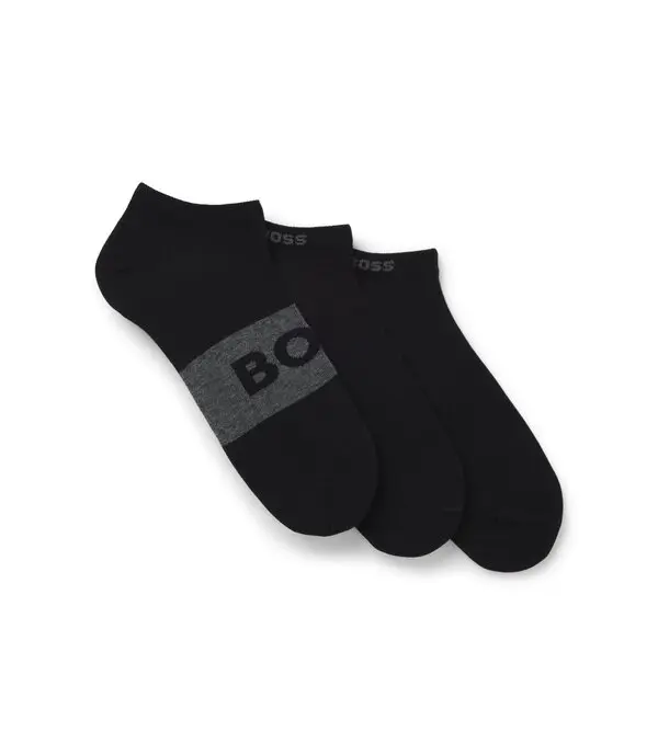 BOSS Three-pack Of Cotton-blend Ankle Socks - Black