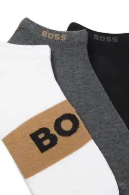 BOSS Three-pack Of Cotton-blend Ankle Socks - Patterned