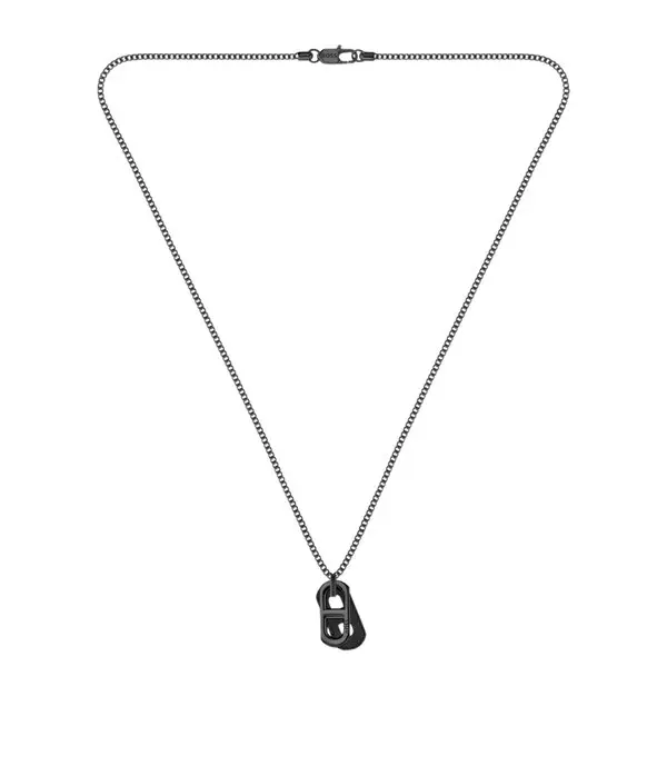 BOSS Black-plated Necklace With Leather Tag And Metal Link - Assorted Pre Pack