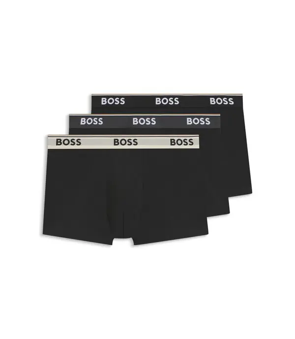 BOSS Three-pack Of Logo-waistband Trunks In Stretch Cotton - Patterned