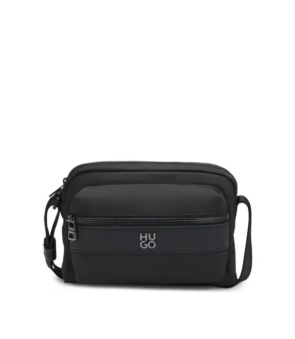 Hugo Twill Crossbody Bag With Logo - Black