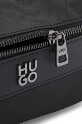 Hugo Twill Crossbody Bag With Logo - Black