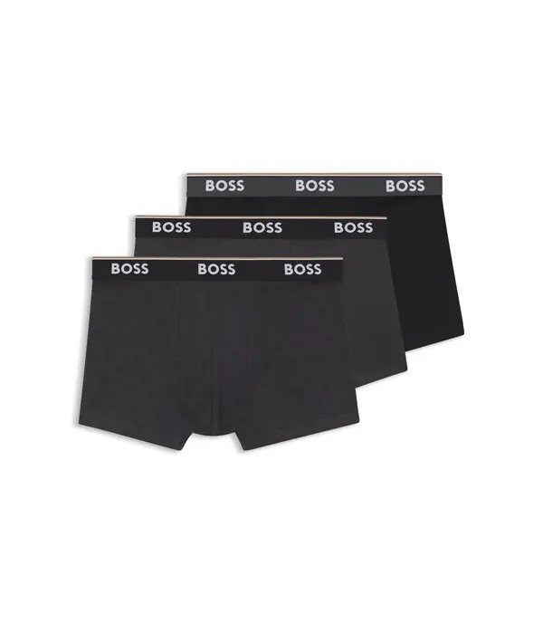 BOSS Three-pack Of Logo-waistband Trunks In Stretch Cotton - Patterned