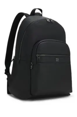 Hugo Grained Backpack With Stacked-logo - Black