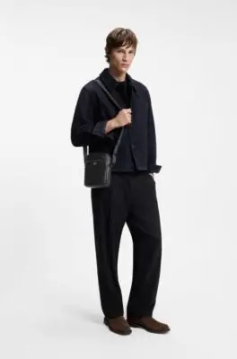Hugo Grained Reporter Bag With Stacked-logo Trim