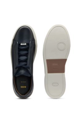 BOSS Gary Sneakers In Brushed Leather - Dark Blue