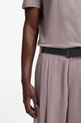 Hugo Italian-leather Belt With Logo Buckle