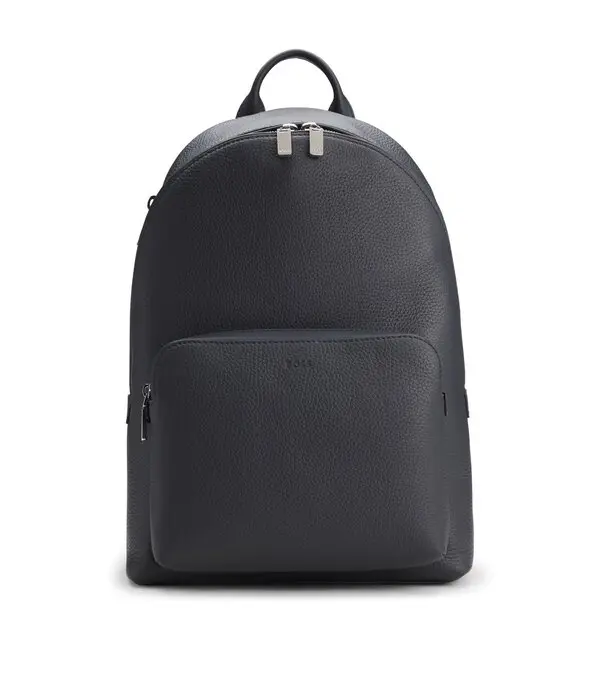BOSS Emed-logo Italian Leather Backpack - Dark Blue