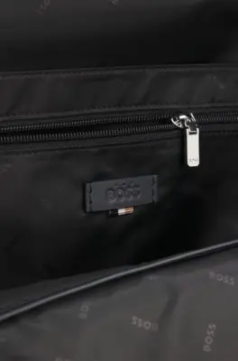 BOSS Emed-logo Italian Leather Backpack - Dark Blue