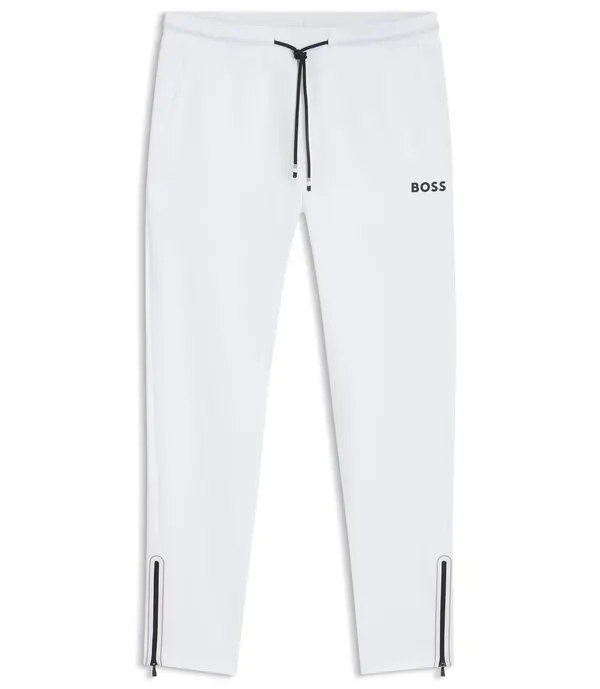 BOSS Active Stretch-gabardine Tracksuit Bottoms With Thermoregulating Technology - White
