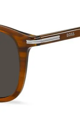 BOSS Patterned Acetate Sunglasses With Temple Stripe