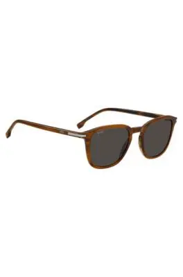 BOSS Patterned Acetate Sunglasses With Temple Stripe