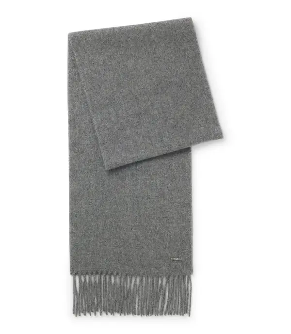 BOSS Cashmere Scarf With Twisted Fringes - Grey
