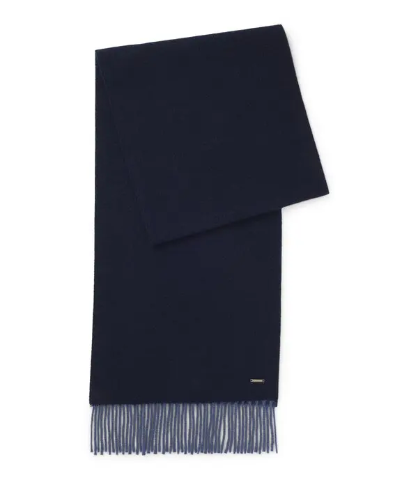 BOSS Double-faced Cashmere Scarf - Dark Blue