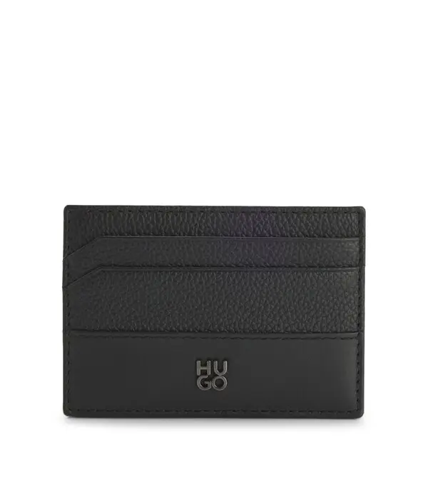 Hugo Stacked-logo Wallet In Leather - Black