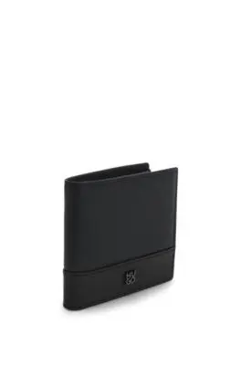 Hugo Leather Folding Wallet With Stacked-logo Trim