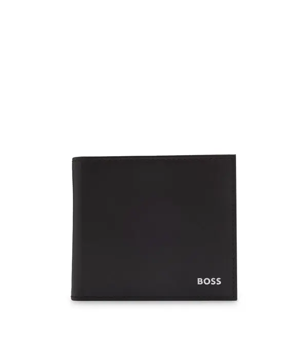 BOSS Logo-print Wallet In Leather - Dark Brown