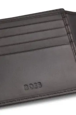 BOSS Logo-print Wallet In Leather - Dark Brown