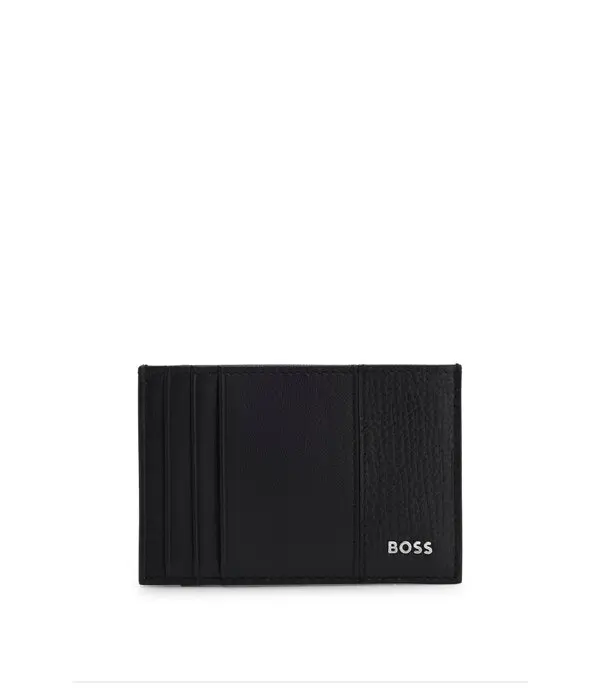 BOSS Logo-lettering Card Holder In Leather - Black